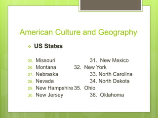 American culture and geography | PPT