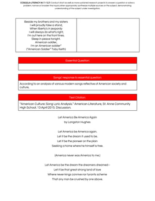 American culture lyric/poem analysis | PDF | Hip Hop Music | Music