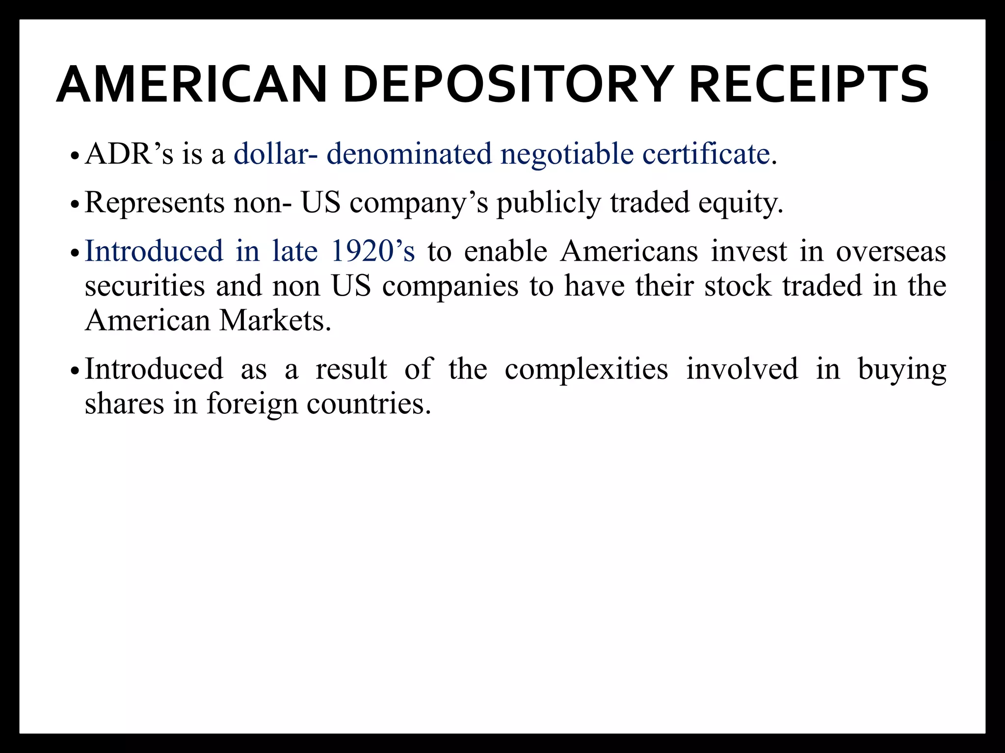 American depository receipts | PPTX