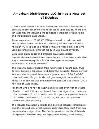 American distributors llc brings a new set of e juices