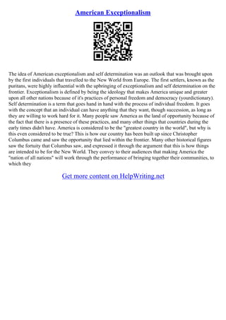 American Exceptionalism Essay | PDF