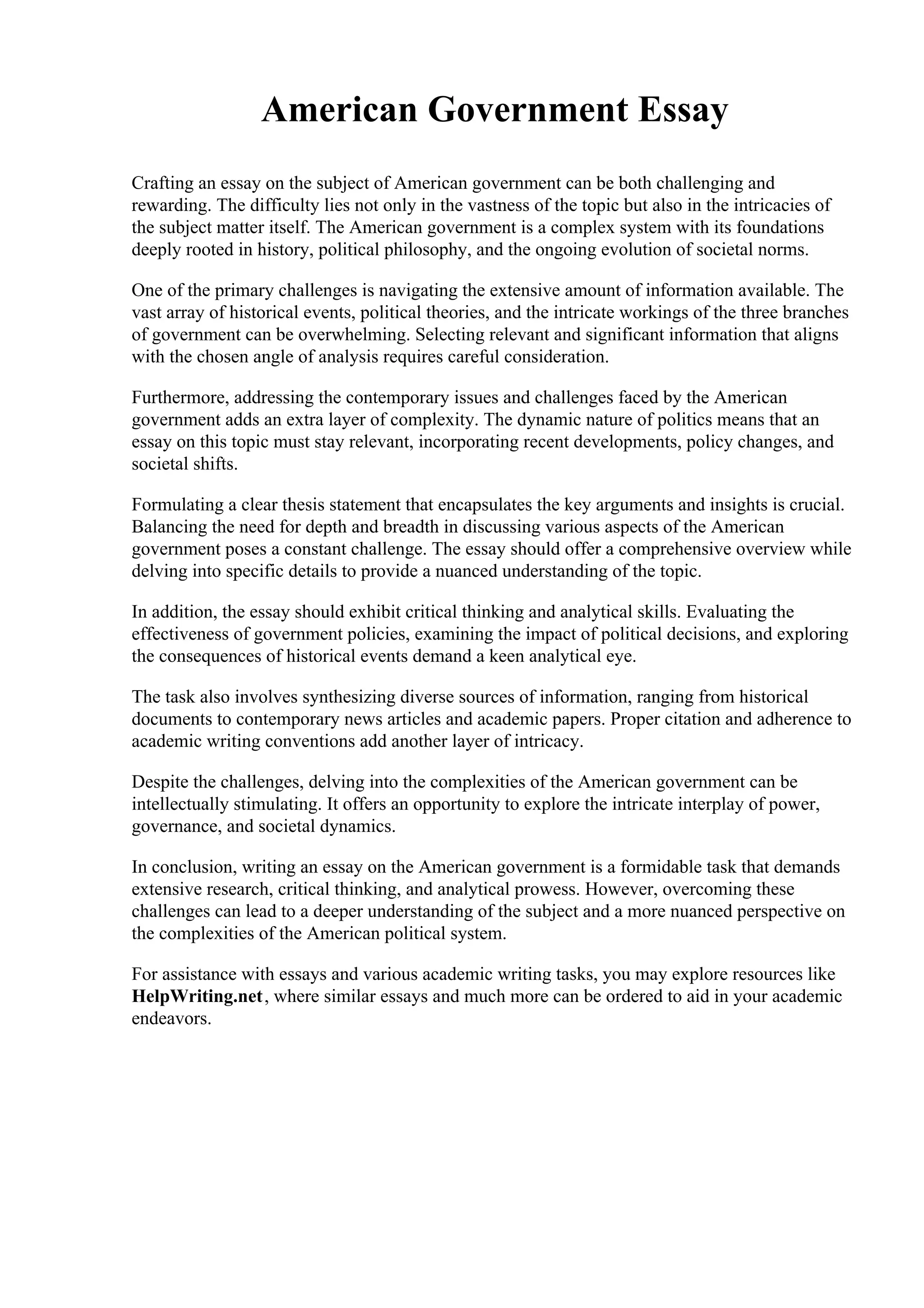 American Government Essay | PDF
