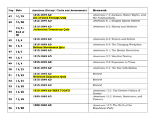 American history i fall 2019 pacing guide revised 12.6.19