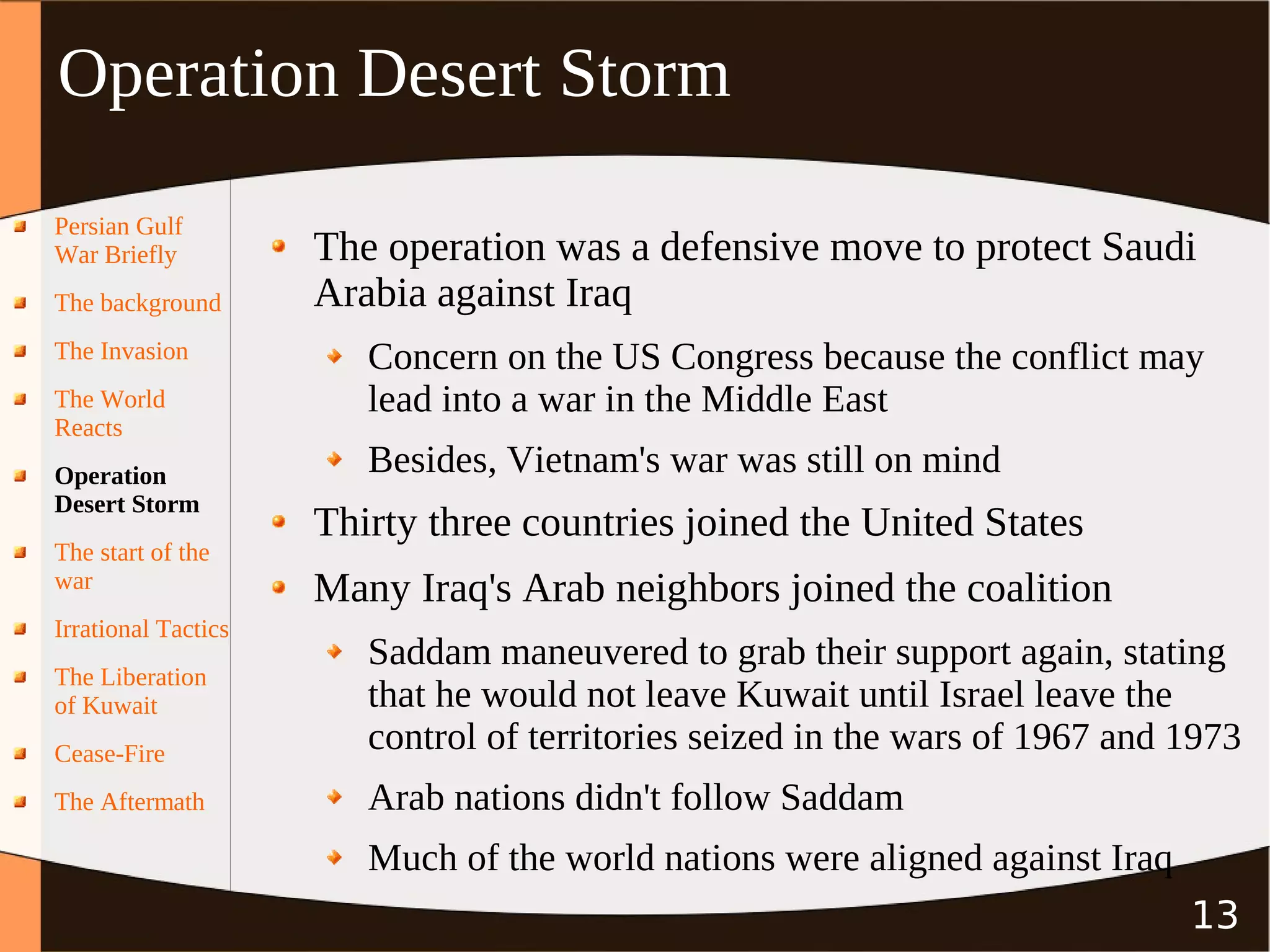 American history: persian gulf war (1990 1991). Operation desert storm ...