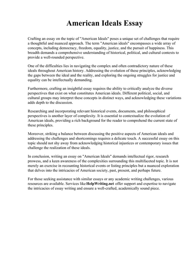 American Ideals Essay | PDF