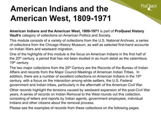 American Indians and the American West, 1809-1971 | PPTX