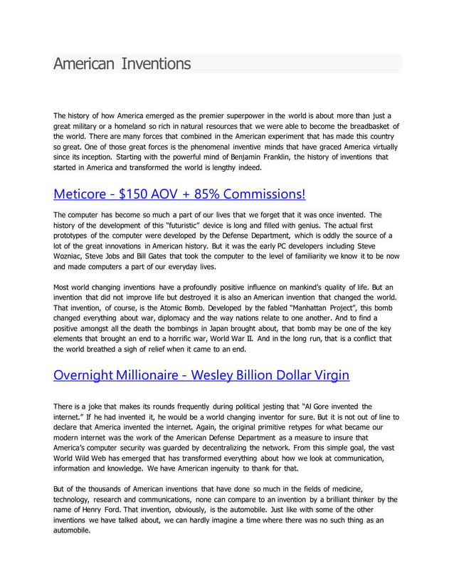 American inventions | DOCX