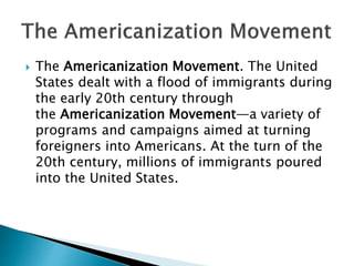 Americanization Movement Immigrants