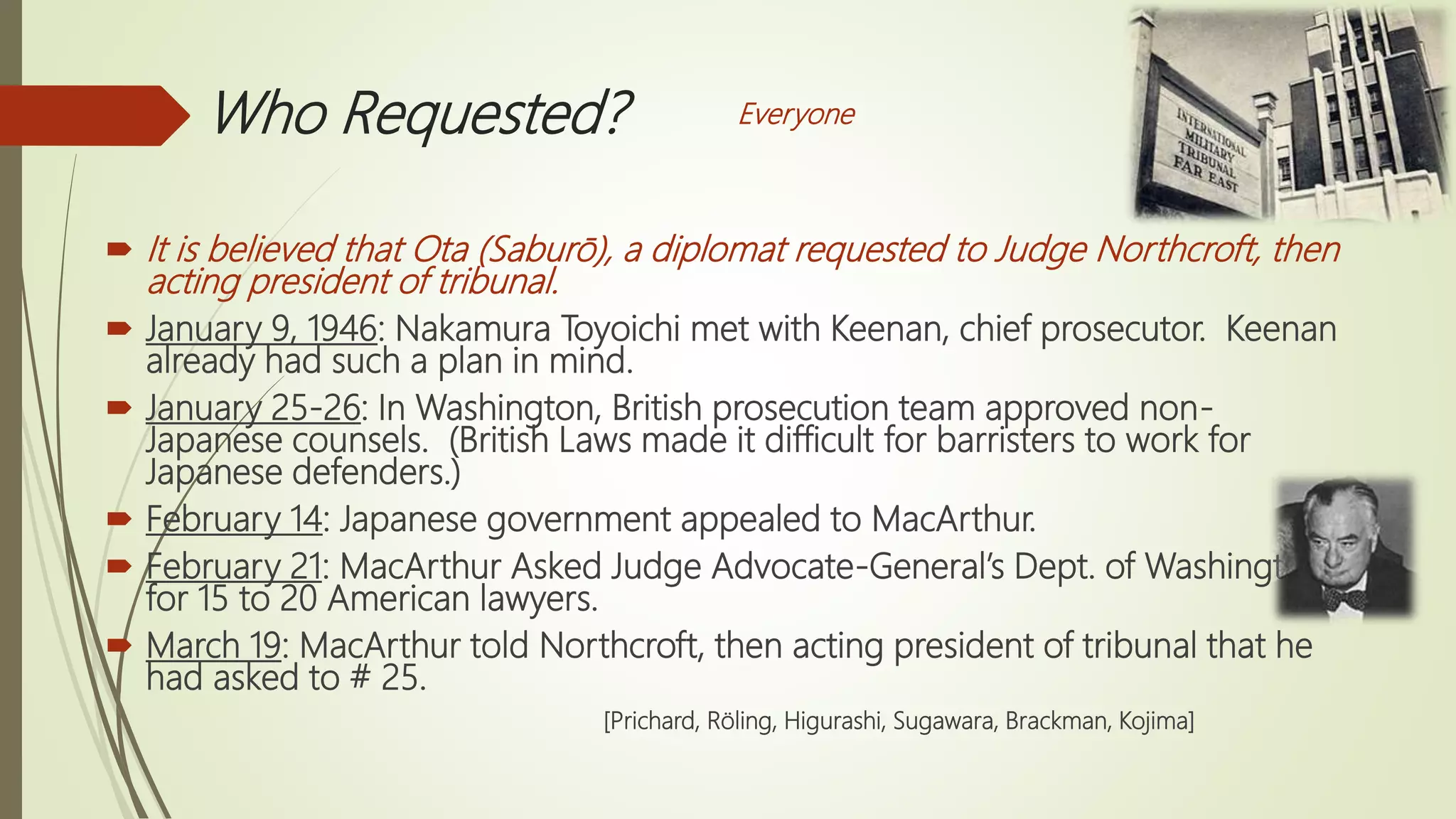 American Lawyers at the Tokyo War Crimes Trial | PPTX