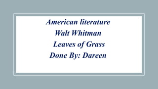 American literature (1) Walt Whitman | PPT