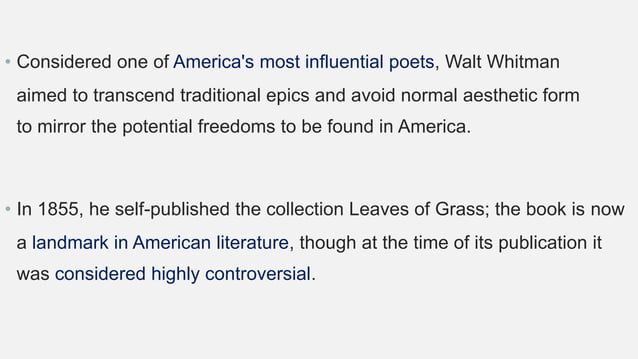 American literature (1) Walt Whitman | PPT