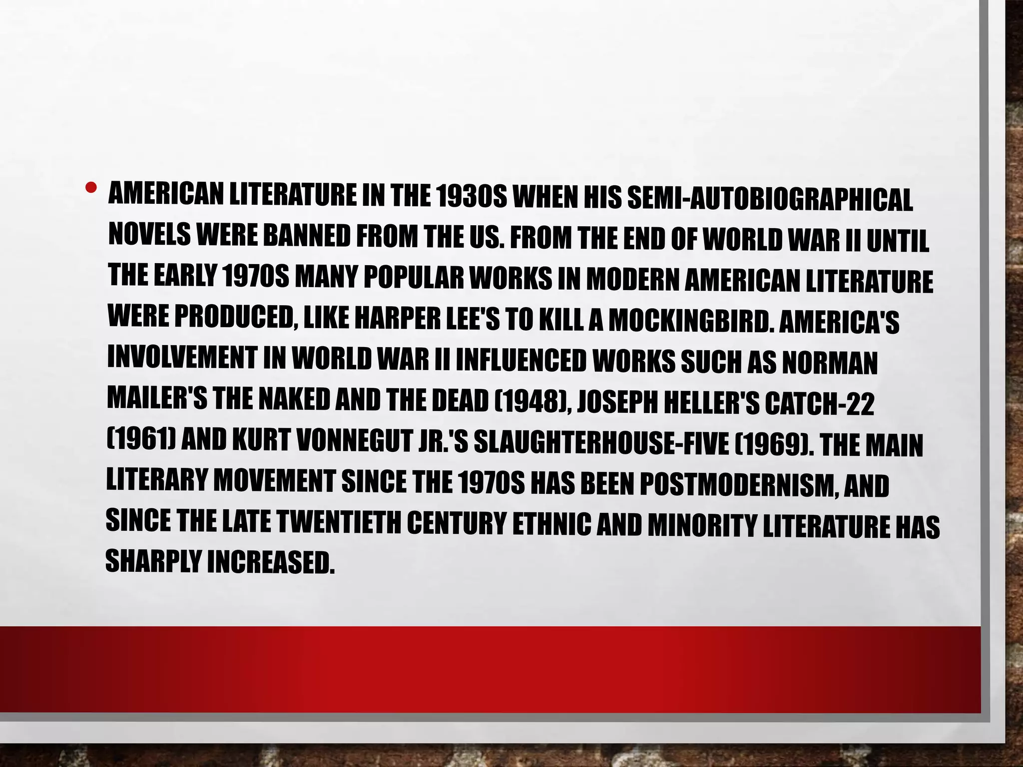 American literature 60 80 | PPTX