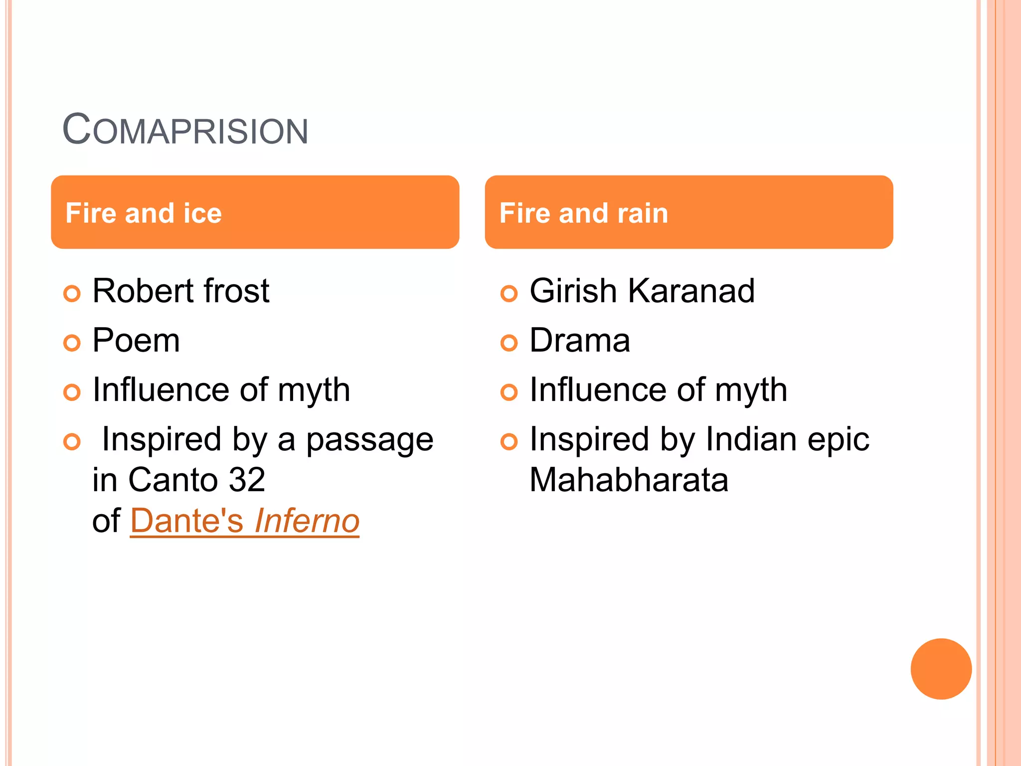 Comparison between Fire and ice by Robert frost and Fire an rain by ...