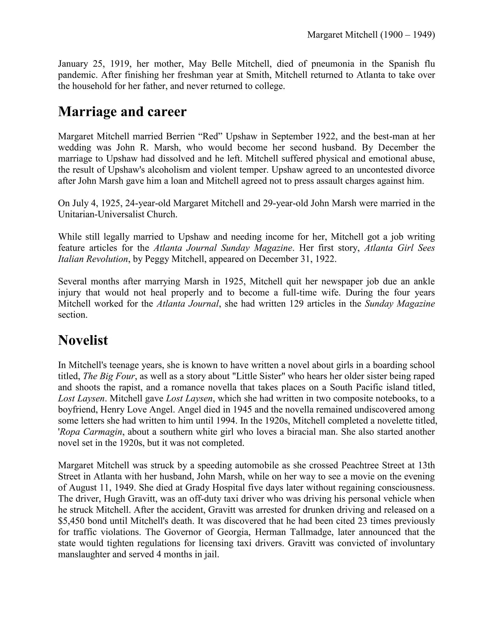 American literature margaret mitchell | DOCX