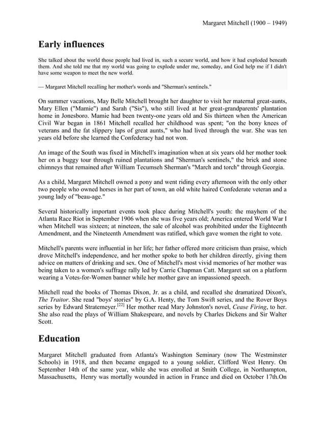 American literature margaret mitchell | PDF