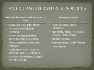 American literature resources | PPT | Poetry | Books and Literature