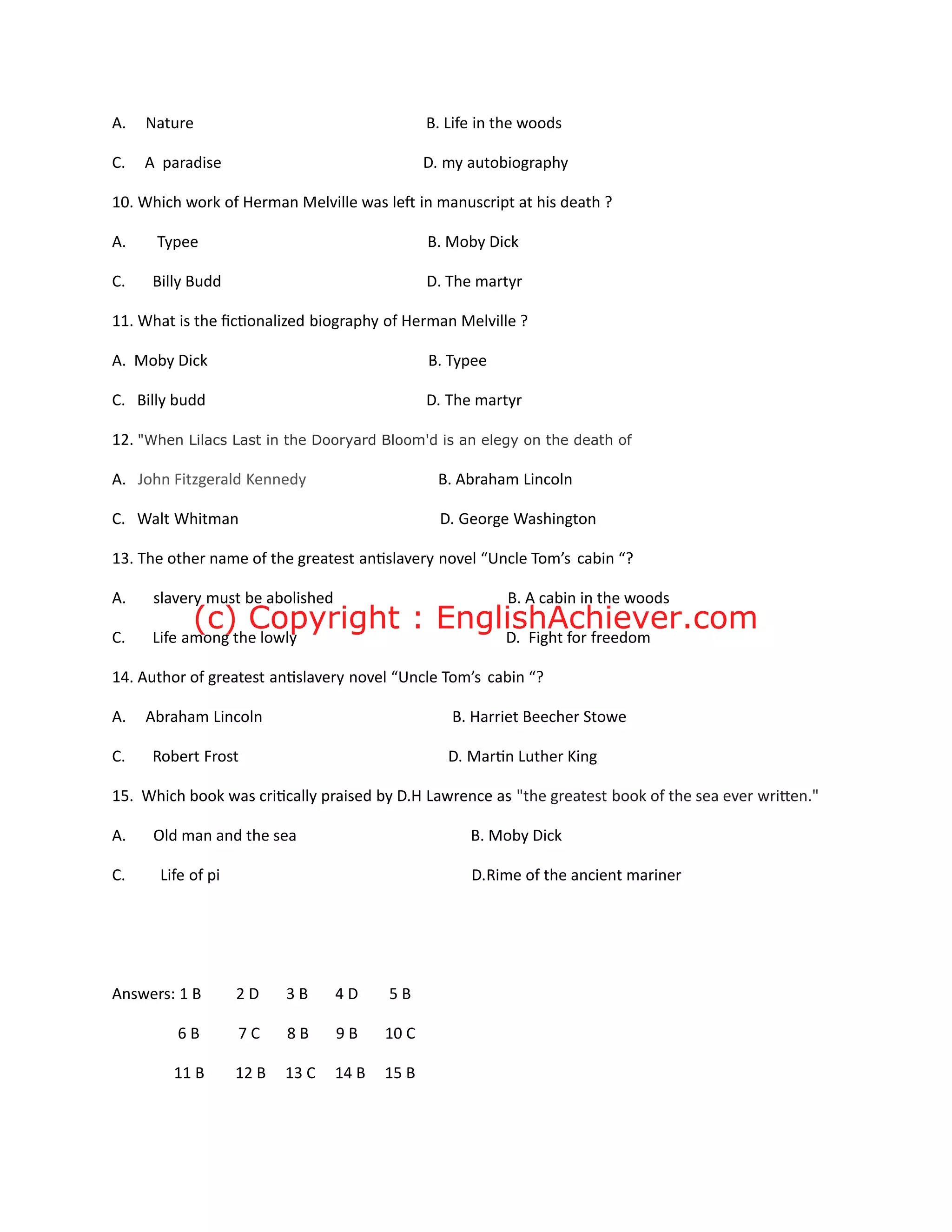 American literature test 1 | PDF