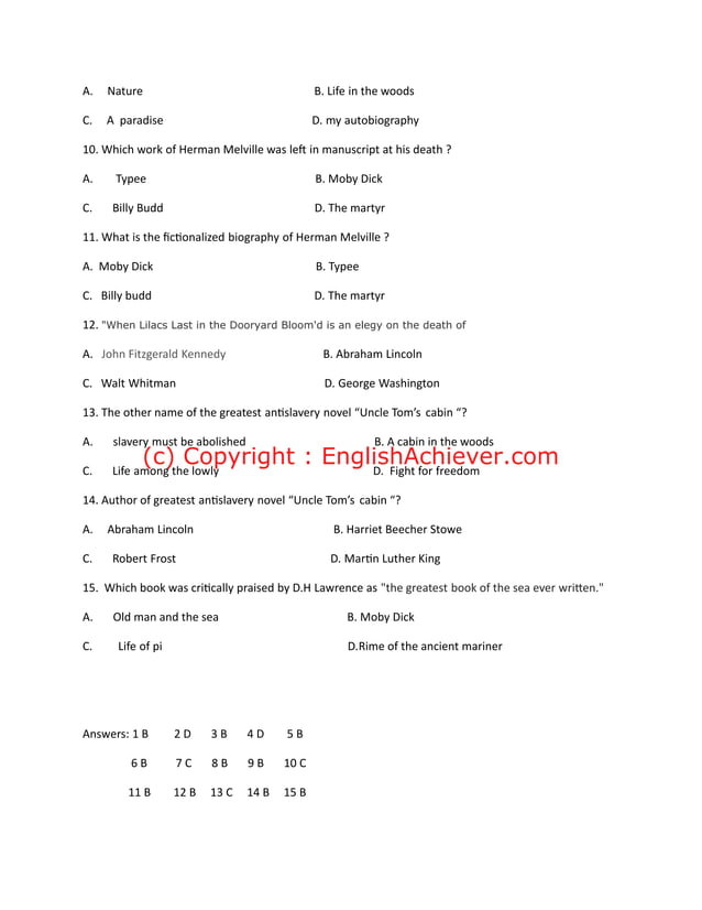 American literature test 1 | PDF