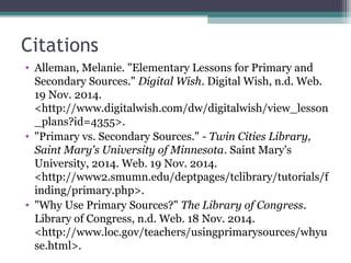 American Literature Primary and Secondary Sources | PPT