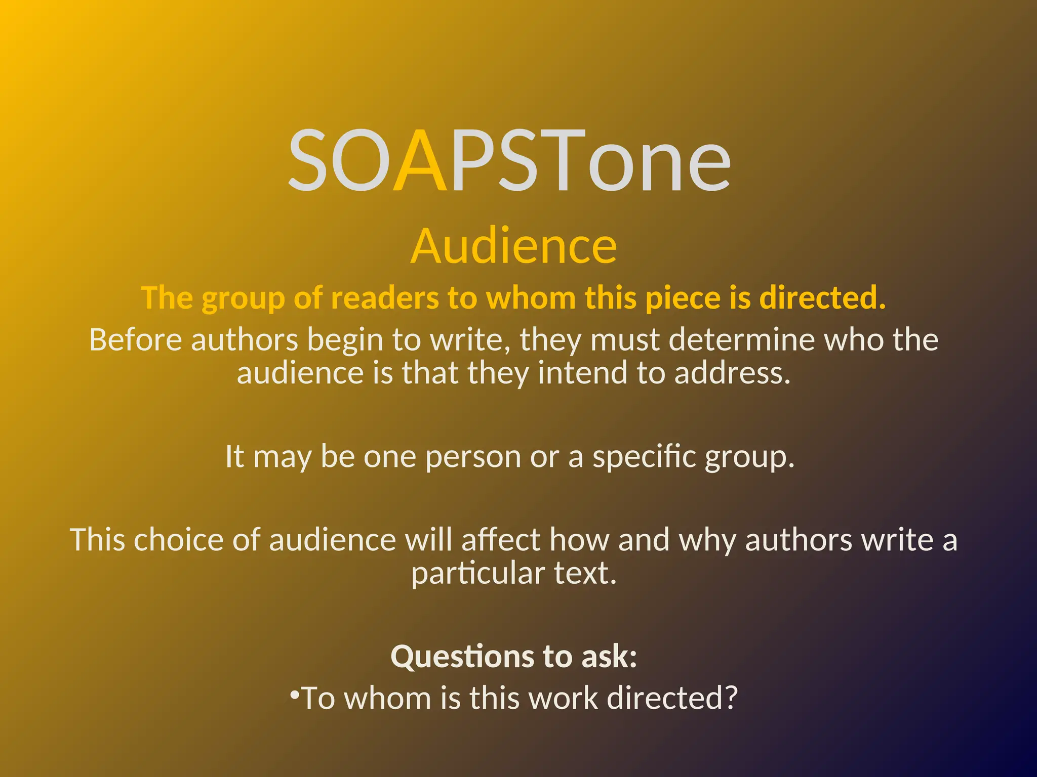 American Literature SOAPStone Method Slides | PPT