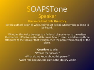 American Literature SOAPStone Method Slides | PPT