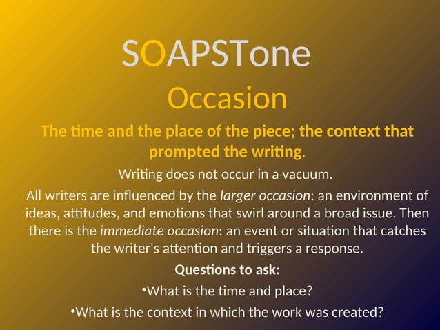 American Literature SOAPStone Method Slides | PPT