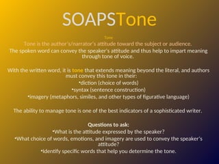 American Literature SOAPStone Method Slides | PPT