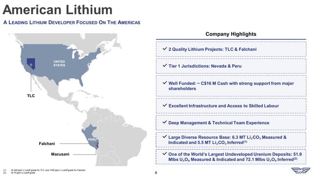 American Lithium investor presentation (website) | PPT