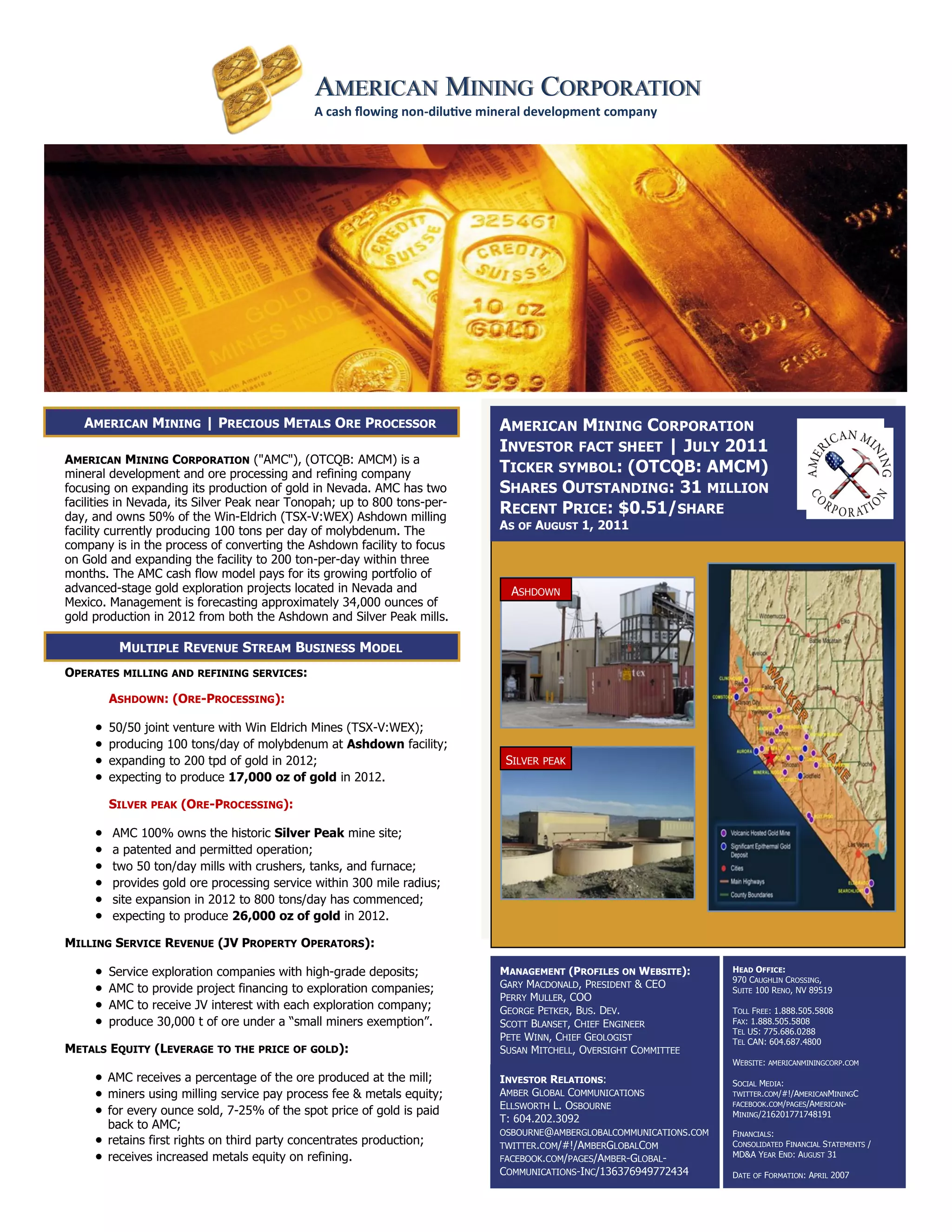 American mining corp fact sheet july 25 11 | PDF