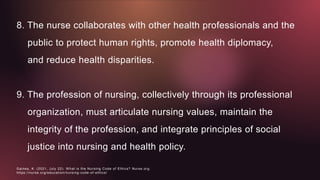 AMERICAN NURSES ASSOCIATION CODE OF ETHICS | PPTX