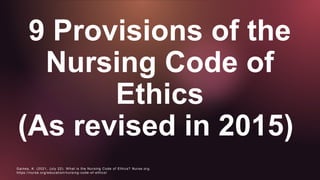AMERICAN NURSES ASSOCIATION CODE OF ETHICS | PPTX