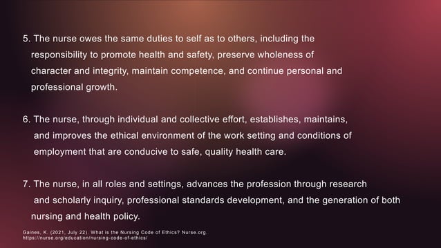 AMERICAN NURSES ASSOCIATION CODE OF ETHICS | PPT