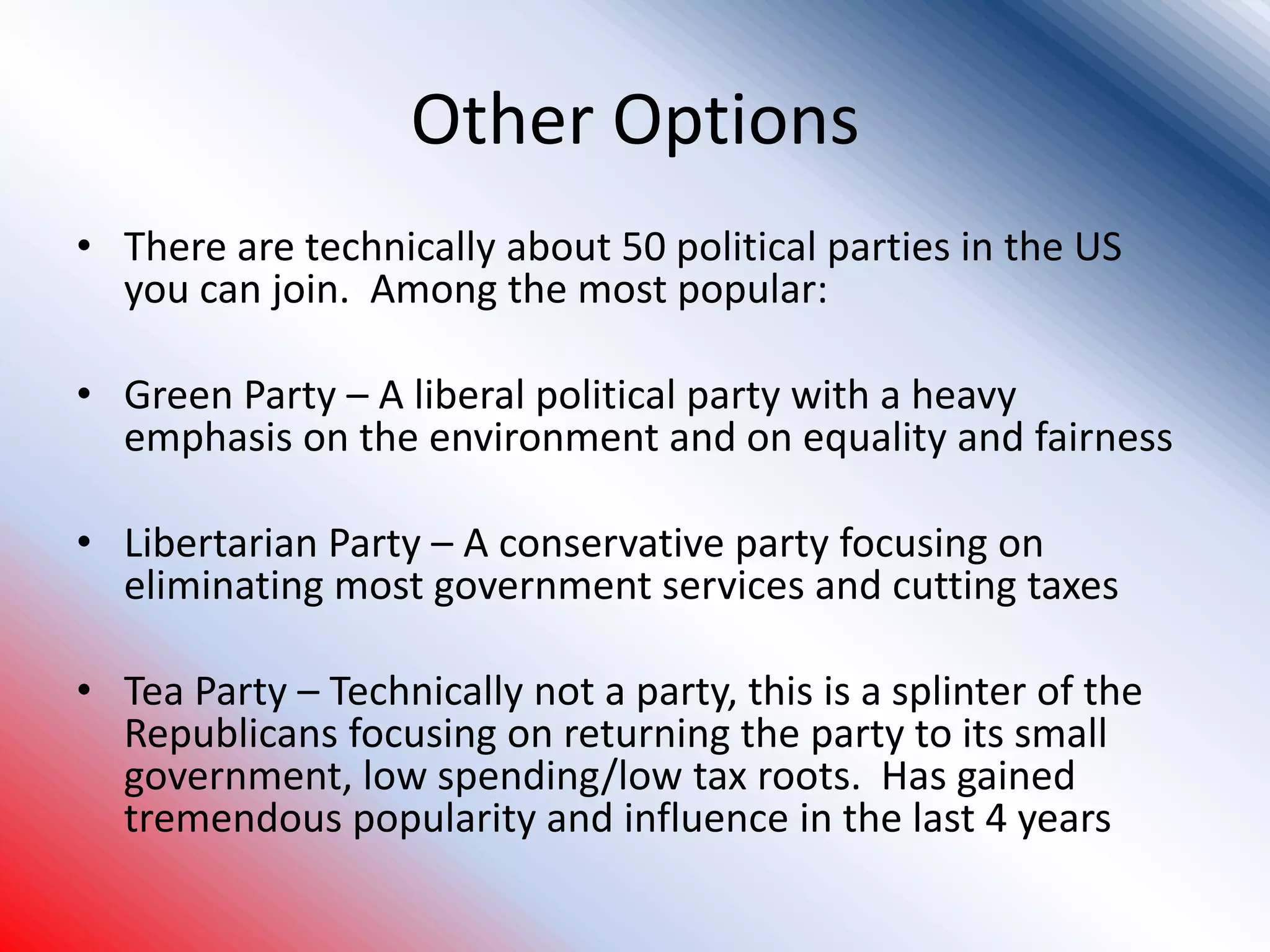 American political parties | PPTX | Civic affairs | Politics