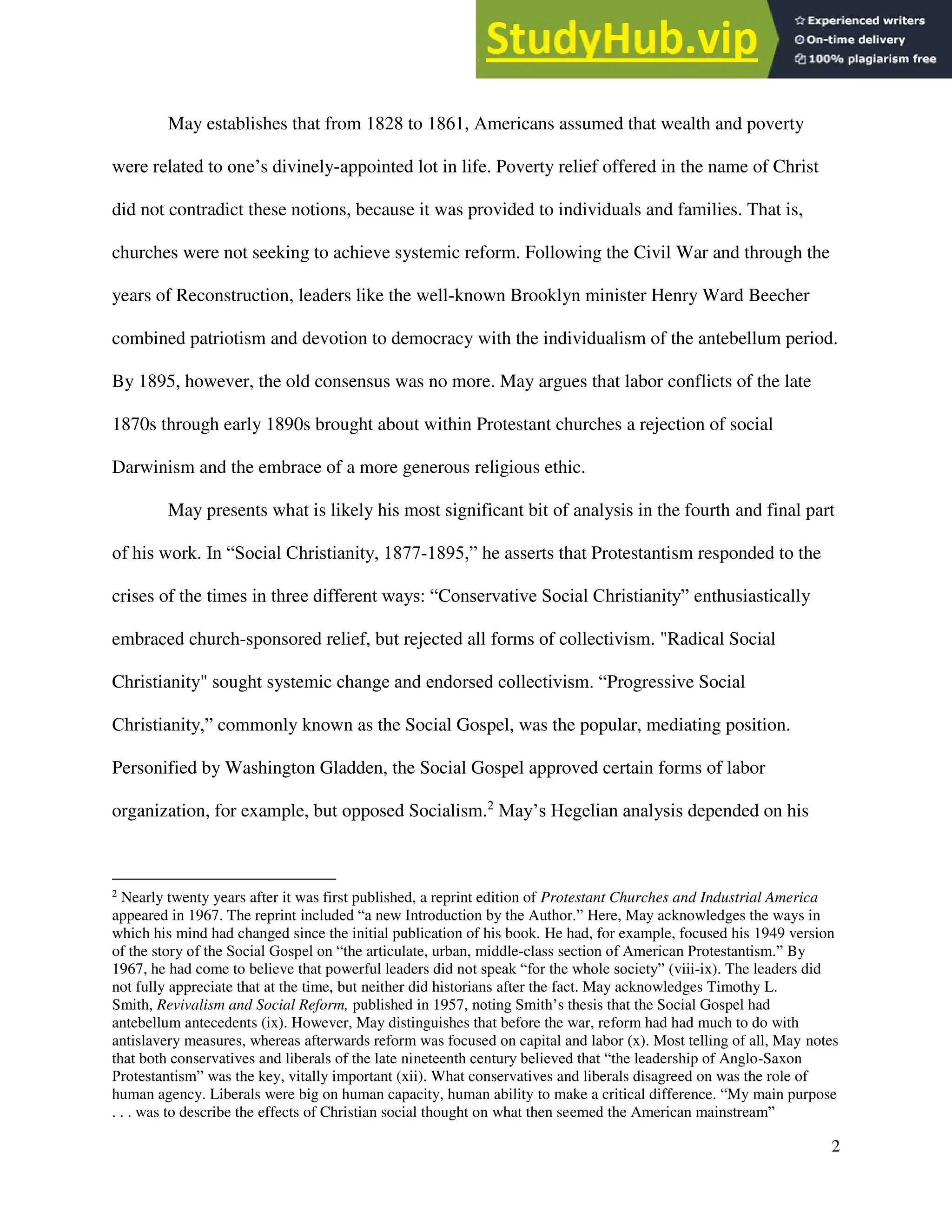 American Protestantism In The Gilded Age And Progressive Era | PDF