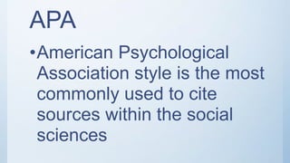American Psychological Association (APA) [Bibliography Writing] | PPT