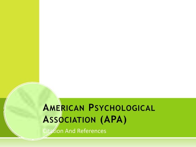 American psychological association (apa) | PPTX