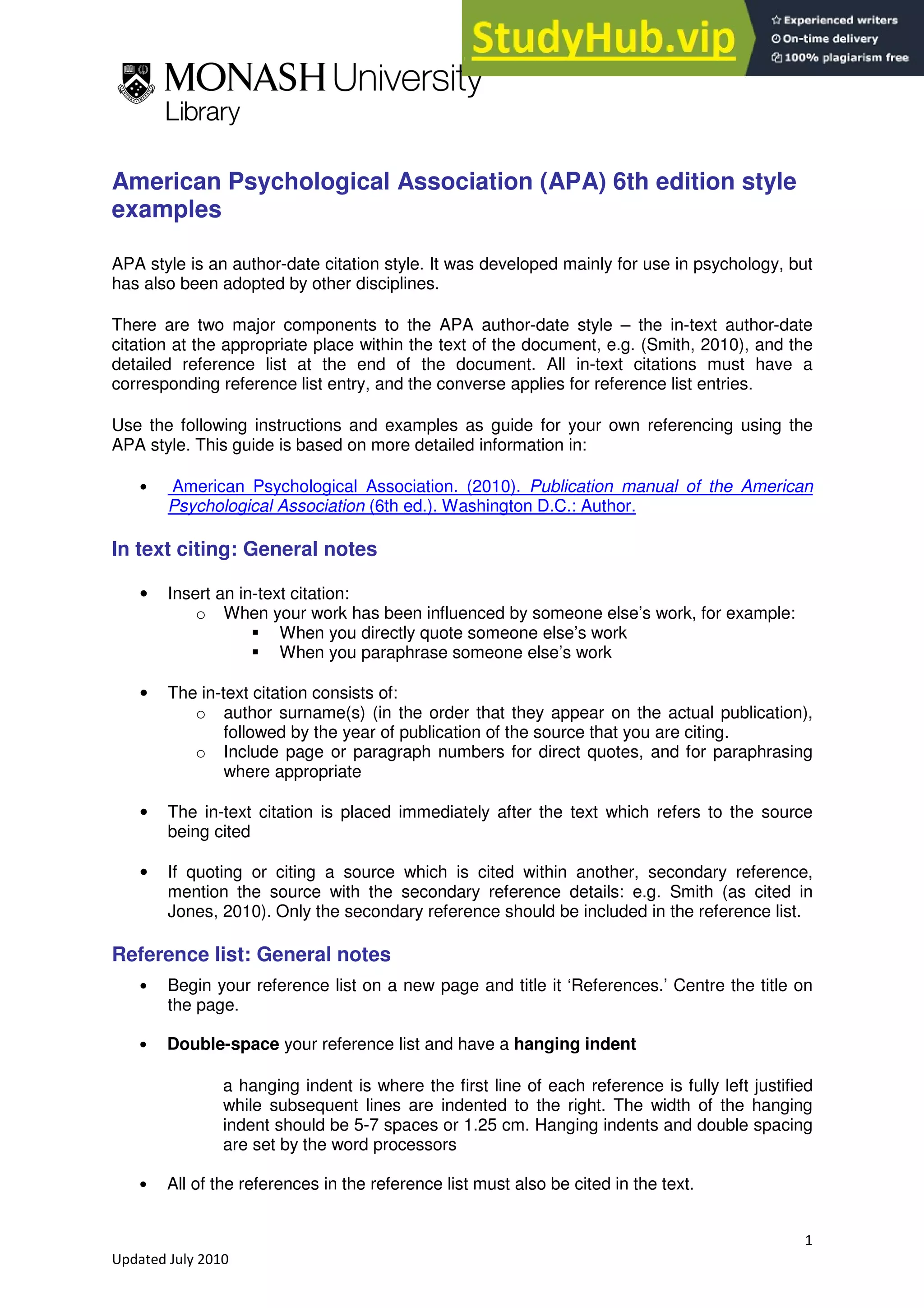 American Psychological Association (APA) 6Th Edition Style Examples | PDF