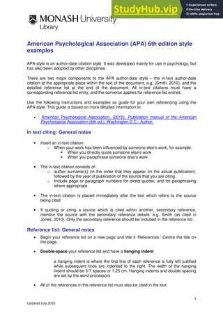 American Psychological Association (APA) 6Th Edition Style Examples ...