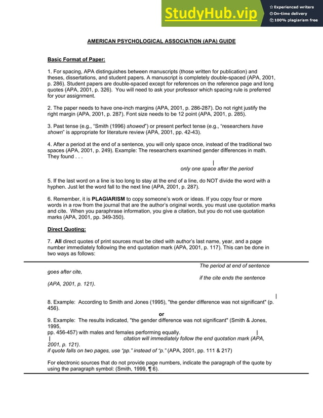 AMERICAN PSYCHOLOGICAL ASSOCIATION (APA) GUIDE | PDF | Education