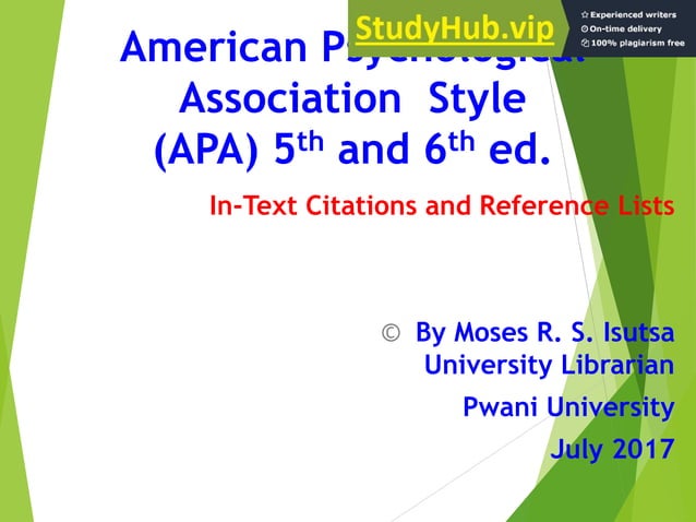 American Psychological Association Style (APA) 5 Th And 6 Th Ed. In ...