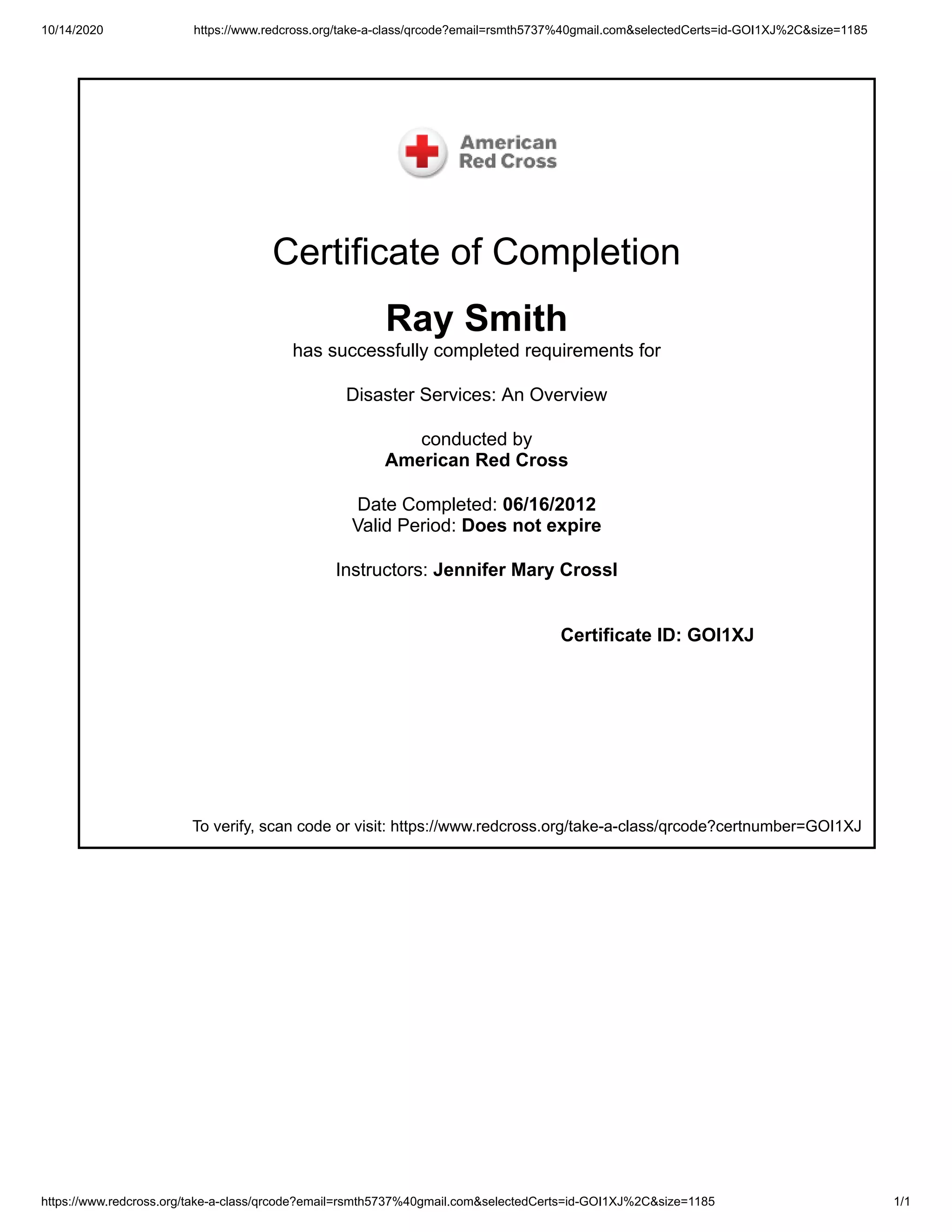 American redcross disaster services overview certificate of completion ...