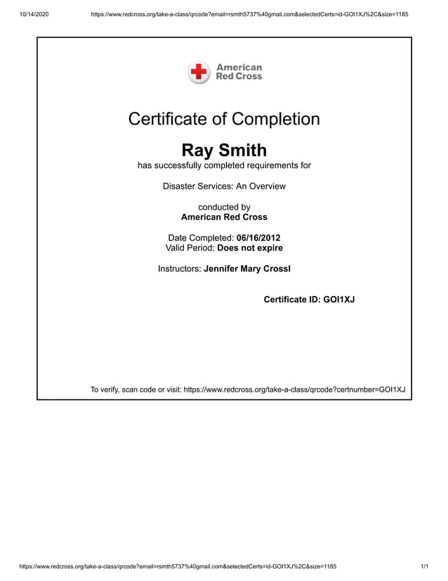 American redcross disaster services overview certificate of completion ...