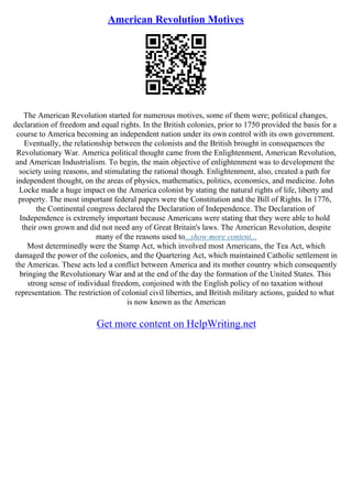 American Revolution Essay | PDF