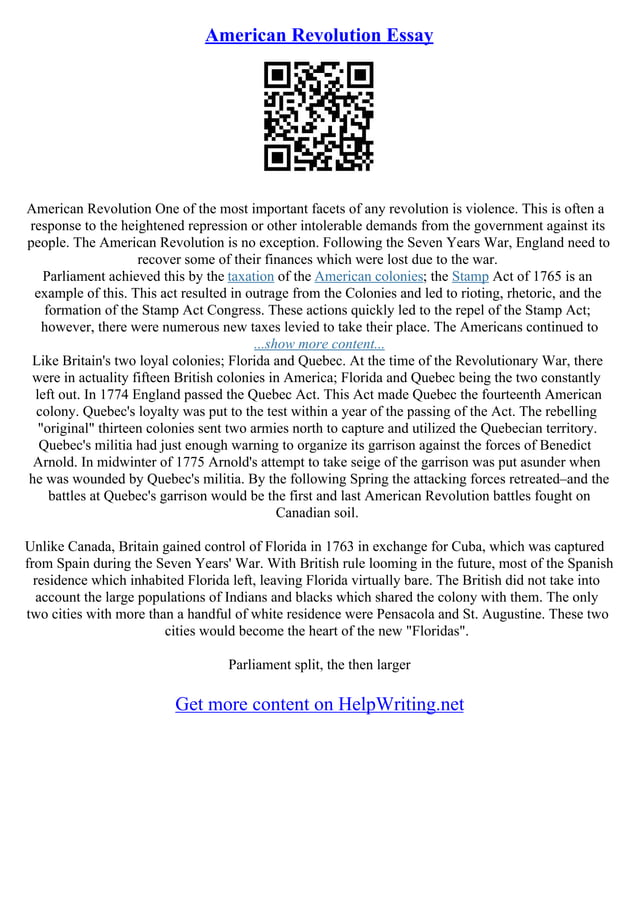American Revolution Essay | PDF