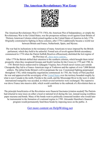 American Revolution Essay | PDF