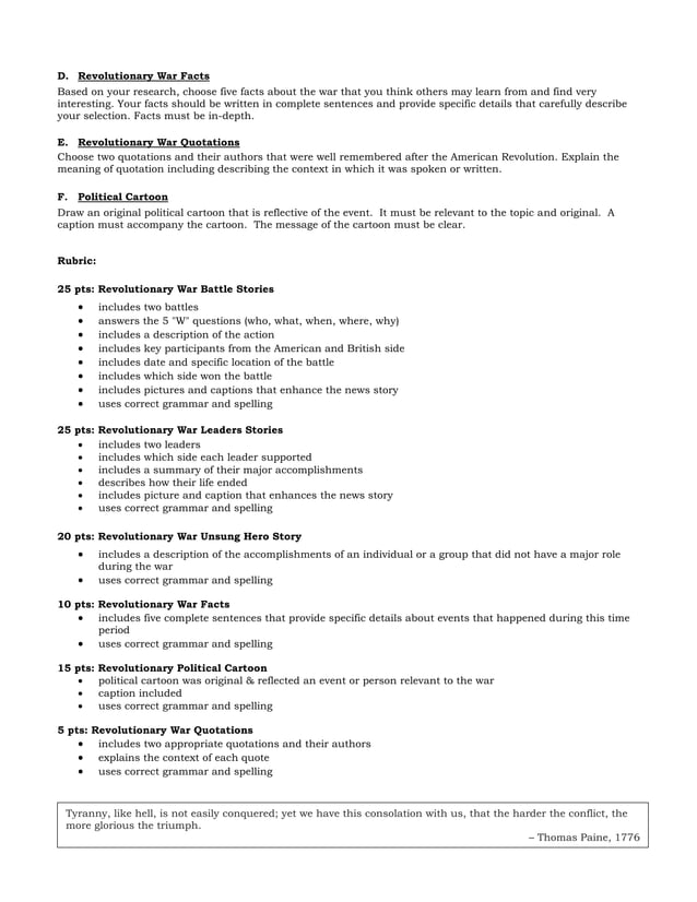 American revolution newspaper project | PDF