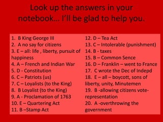 American Revolution Pre-assessment.pptx