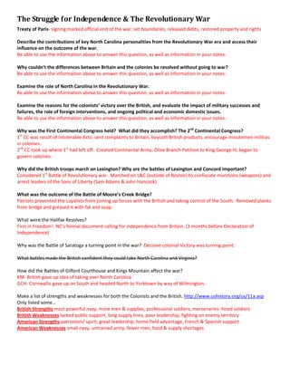 American Revolution Completed Study Guide | PDF | Arms & Ammunition ...