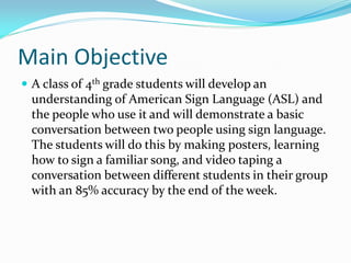 American sign language unit plan | PPT