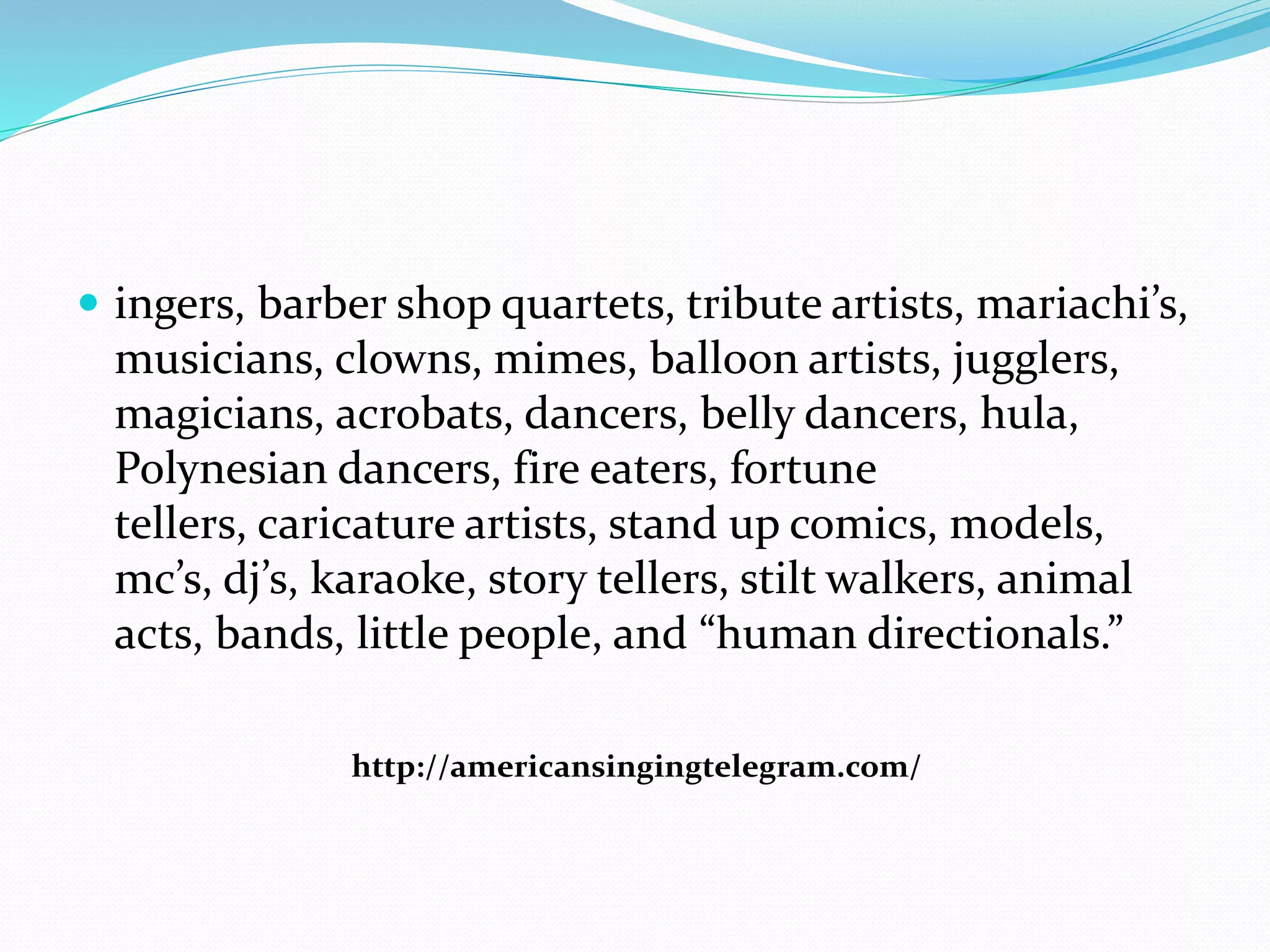 American singing telegrams of las vegas | PPTX